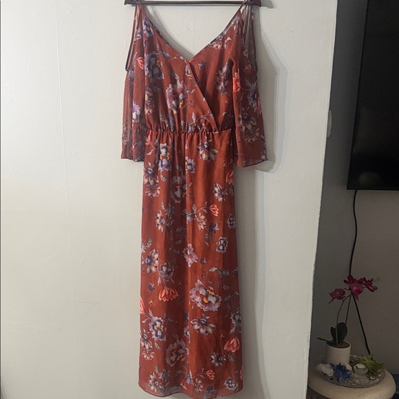 Bar III | Dresses | Bar Iii Floral Long Sleeve Dress In Red And Purple ...